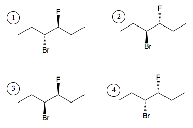 3-Bromo-4-fluorohexane has two chiral carbon atoms; therefore, the ...