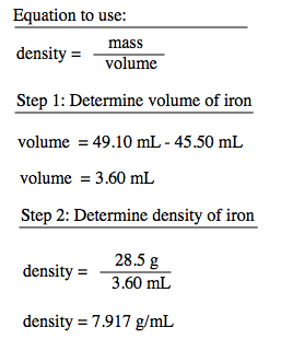 A 28.5 g of the iron shot is added to a graduated cylinder containing ...