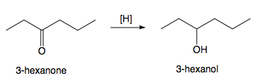 Predict and draw all possible products: 3-hexanone + (H) arrow ...