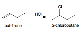 True or false? When but-1-ene is reacted with HCl, the result is mainly ...