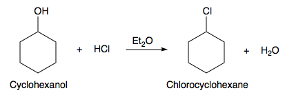 Draw the substitution reaction of Cyclohexanol in the presence of Et2O ...