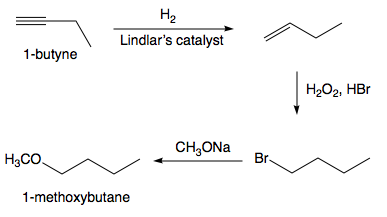 How to carry out the conversions? 1-methoxybutane from 1-butyne ...