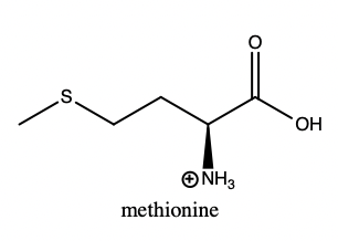 Draw the structure of the amino acid methionine. You do not have to ...