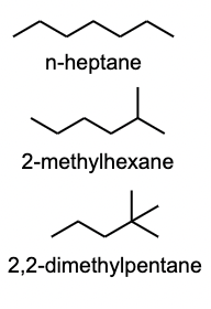Draw 3 possible structures for an alkane with 7 carbons. | Homework ...