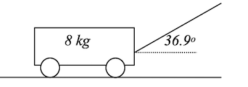An 8 kg cart is pulled along the floor by a cord. The cord makes an ...