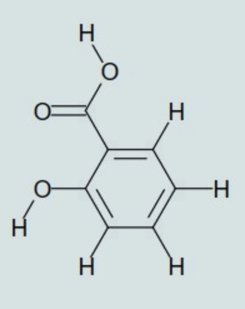 In the image of 2-hydroxybenzoic acid, how many is the number of atoms ...