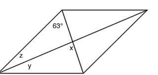 The figure below is a rhombus. x = _____ degrees. | Homework.Study.com