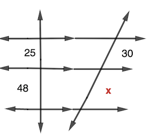 Solve for x. Given measurements are 25, 30, 48. | Homework.Study.com