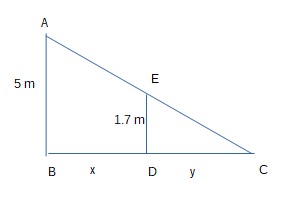 A man of height 1.7 meters walks away from a 5-meter lamppost at a ...