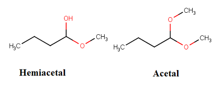 Draw structural formulas for the hemiacetal and then the acetal formed ...