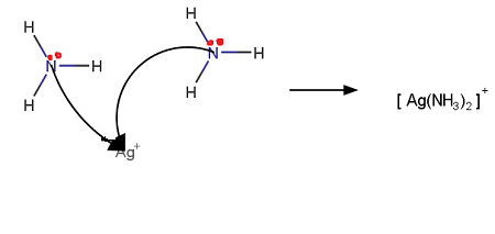 What role is NH3 playing in the following reaction: Ag+ + 2NH3 arrow Ag ...