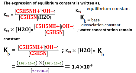Estimate the equilibrium constant for the weak base C5H5N, if a 7.61 ...