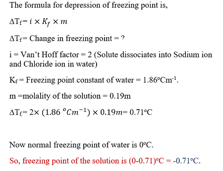 What is the freezing point of a solution in which 2.50 grams of sodium ...