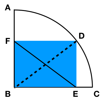 An arc ABC is one-quarter of a circle with center B and radius 6 ...
