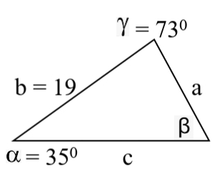 Assume \alpha is opposite side a, \beta is opposite side b, and \gamma ...