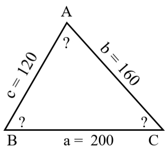 The three sides of a triangle are 120, 160, and 200 ft. Determine the ...
