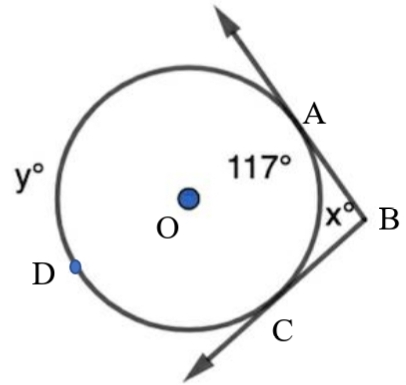 Find the value of the missing variable(s). Given angle is 117 degrees ...