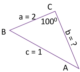 Solve using the law of sines a = 2, c = 1, C = 100 | Homework.Study.com