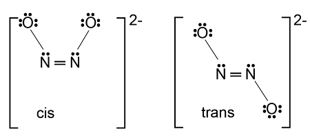 The hyponitrite ion exists in solid compounds as the trans isomer ...