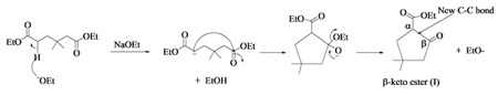 What two beta-keto esters are formed in the Dieckmann reaction of the ...