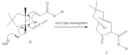 What is the structure of C, which is formed by oxy-Cope rearrangement ...