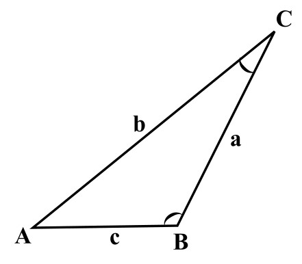 Solve the triangles for the unknown sides and angles. If necessary ...