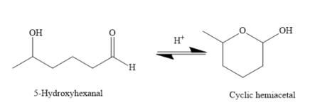In an aqueous solution, 5-hydroxyhexanal forms a six-membered cyclic ...