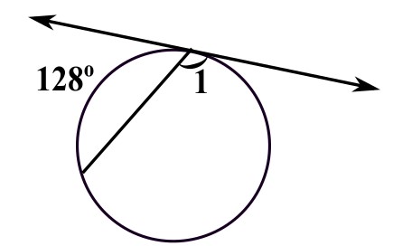 Find Angle 1. a. 116 degrees b. 52 degrees c. 104 degrees d. 76 degrees ...