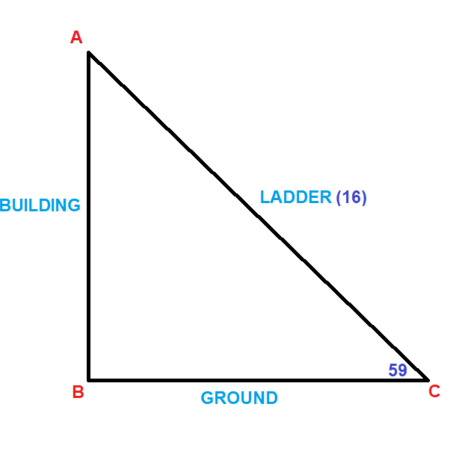A 16-foot ladder leans against a building so that the angle between the ...