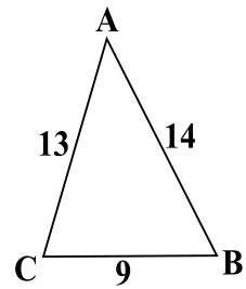 Find the angles of triangle ABC given that a = 9, b = 13, and c = 14 ...