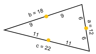 The sides of a triangle are 12 inches. 18 inches, and 22 inches. Find ...