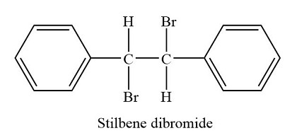 Draw a Newman projection for the stilbene dibromide product. Is this ...