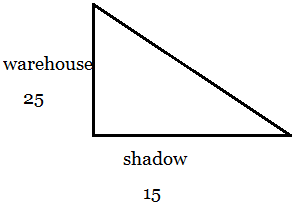 A warehouse 25 feet tall casts a shadow that is 15 feet long. At the ...