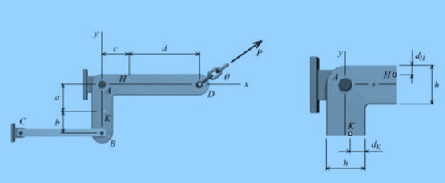 A load of P = 4000 N acts on the machine part shown. The machine part ...