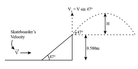 A skateboarder is moving at 5.30 m/s along a horizontal section of a ...