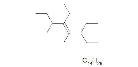 CH_3(C_2H_5)CHC(C_2H_5)UCH(CH_3)CH((C_2H_5)_2) Give the skeletal ...