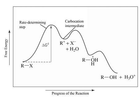True or false? A free energy diagram for an SN1 reaction always shows ...