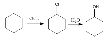 Synthesize the following product from the given starting cyclohexane ...