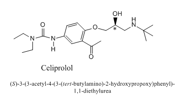 State how many stereoisomers the compound celiprolol has and state also ...