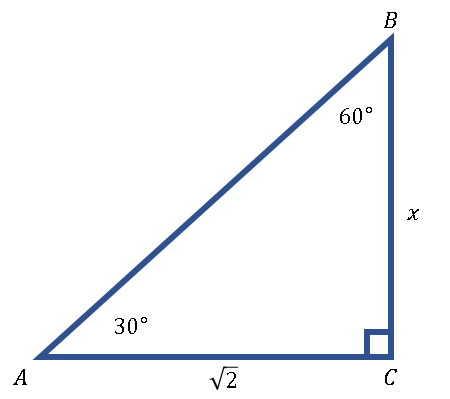 Solve for x in the right triangle below. | Homework.Study.com