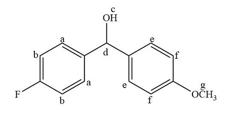 For this structure, label each group of nonequivalent protons with a ...