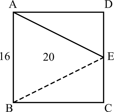 In square ABCD, point E lies on side DC. If AB = 16 and AE = 20, find ...
