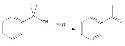 The conversion of 3 tertiary alcohols into alkenes under acidic ...