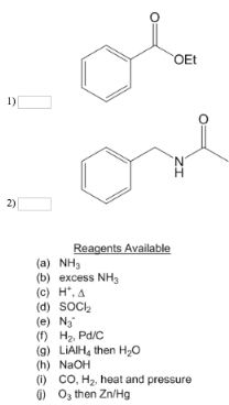 Show how you would synthesize benzylamine from each of these compounds ...