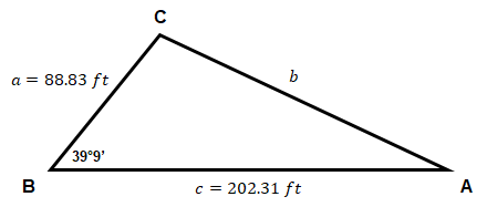 For an oblique triangle, angle B is 39 degrees 9 minutes, side A is 88. ...