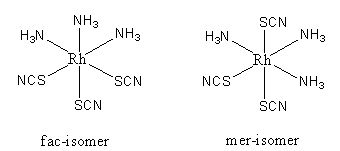Show the structure of tri amine tri thiocyanato rhodium (III ...