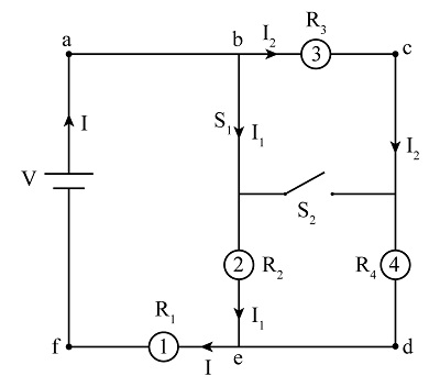 Four identical bulbs, each with a filament resistance of 83 ohms, are ...