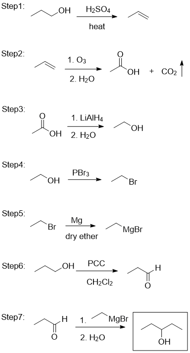 Starting with 1-propanol as your only source of carbon, use reagents of ...