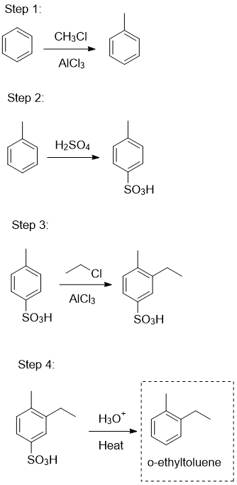 How can o-ethyltoluene be prepared from benzene? | Homework.Study.com
