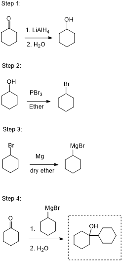 Synthesize the below compound from cyclohexanone. | Homework.Study.com